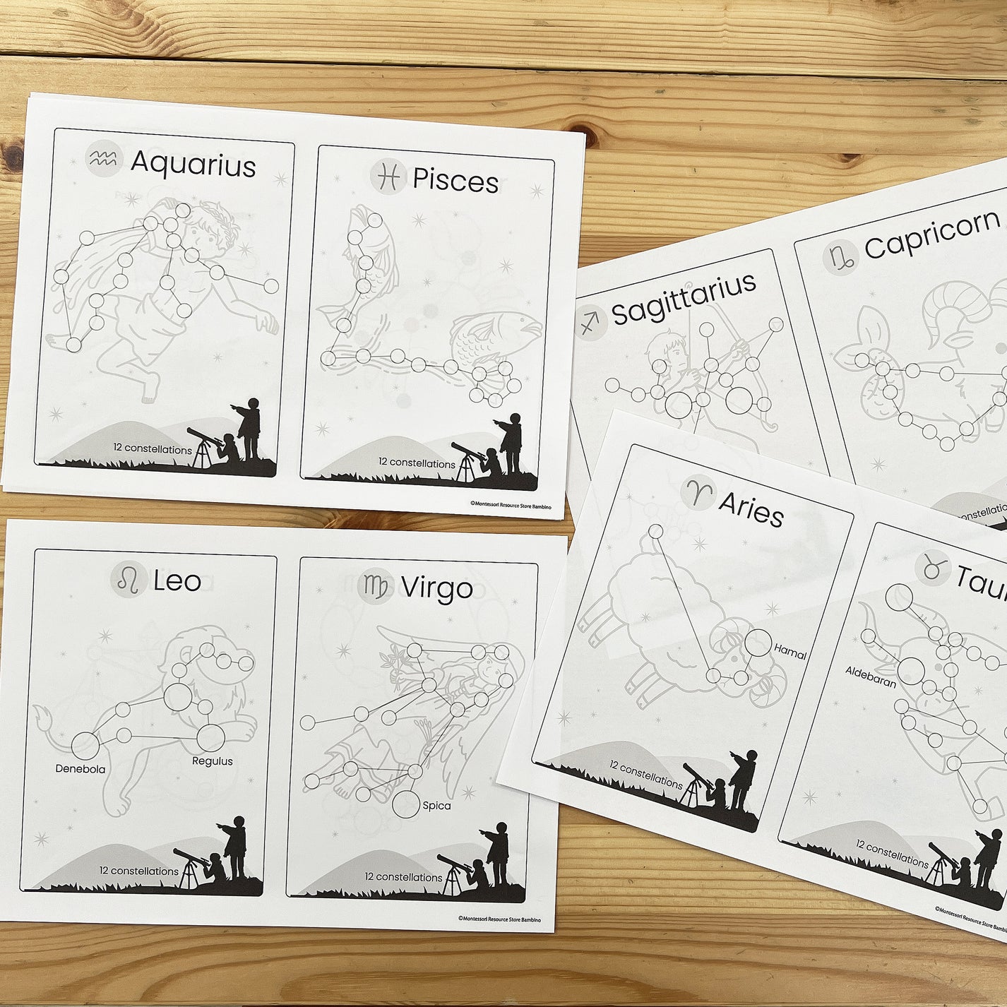 Sticker Activity Sheet - 12 constellations – Montessori Resource Store ...