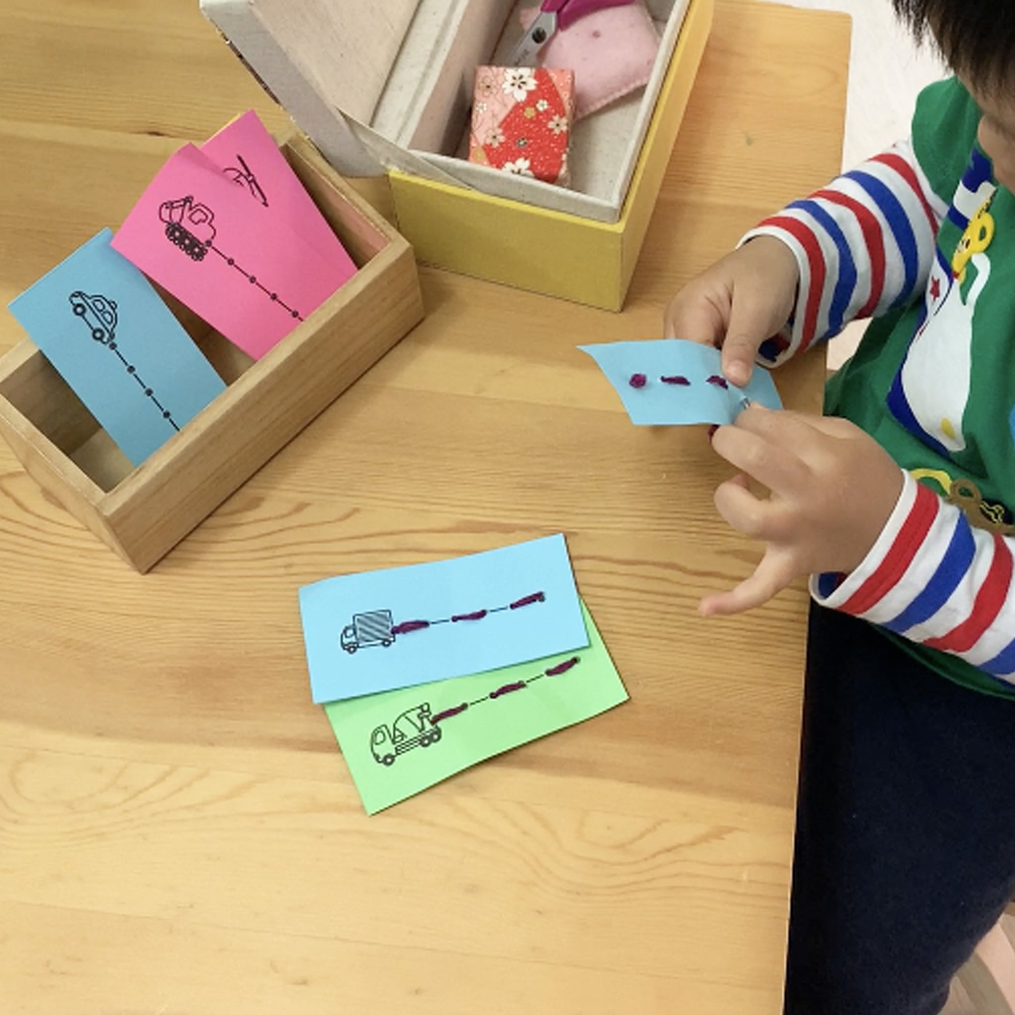 Sewing Activity Sheet : Vehicle – Montessori Resource Store Bambino