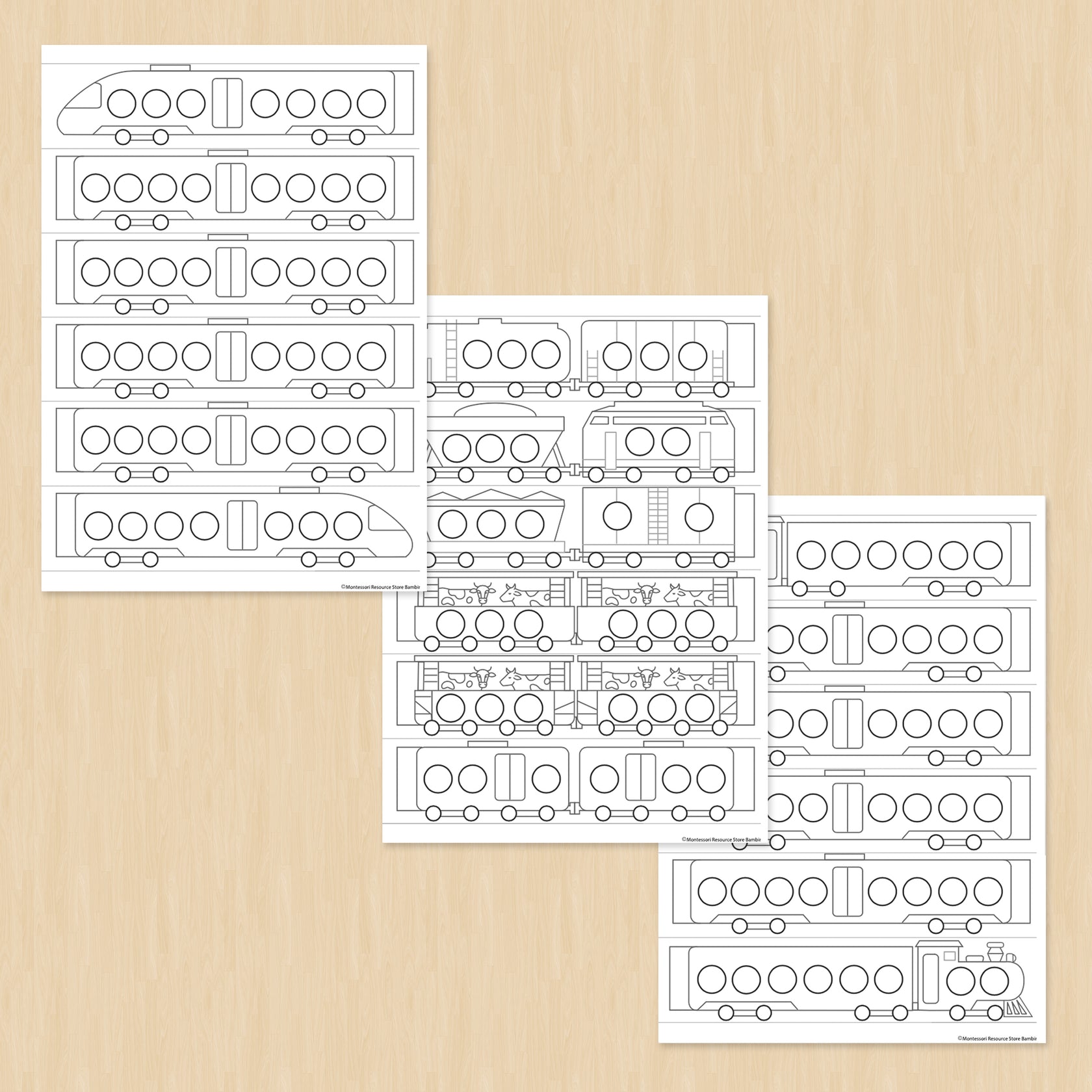 Sticker Activity Sheet - Connecting Trains – Montessori Resource Store ...