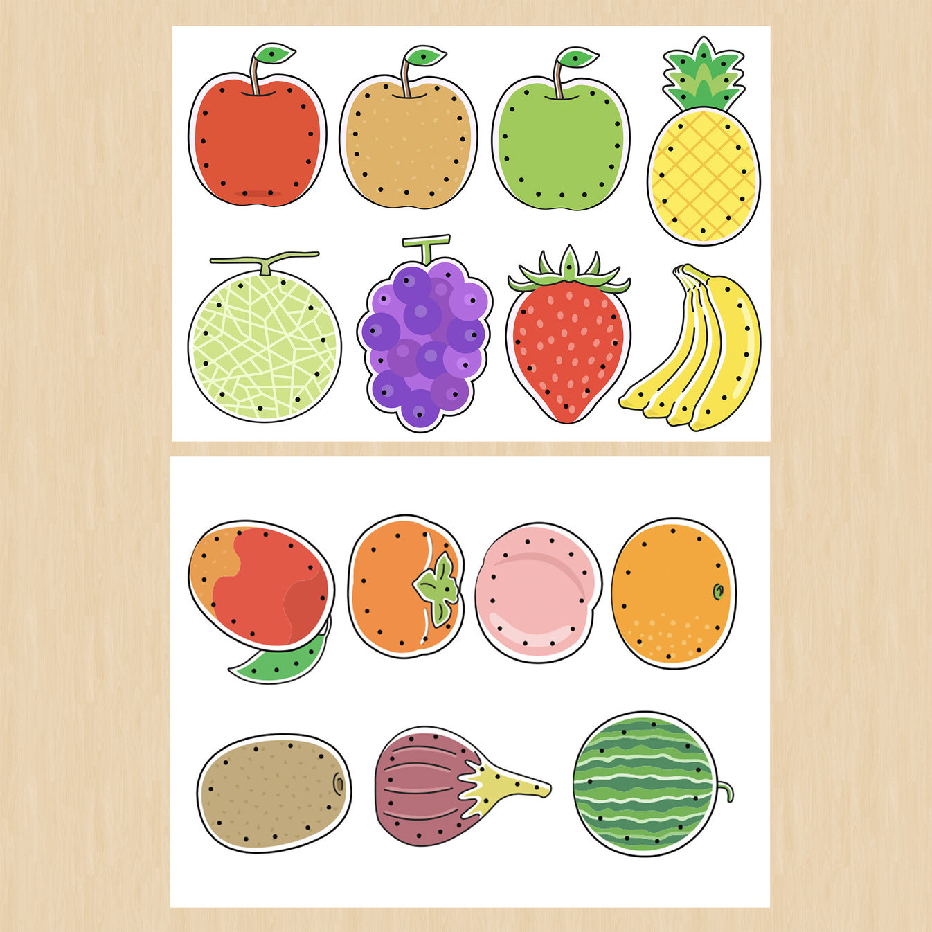 Fruit-Themed Hole Punch Activity Sheet – Montessori Resource Store Bambino