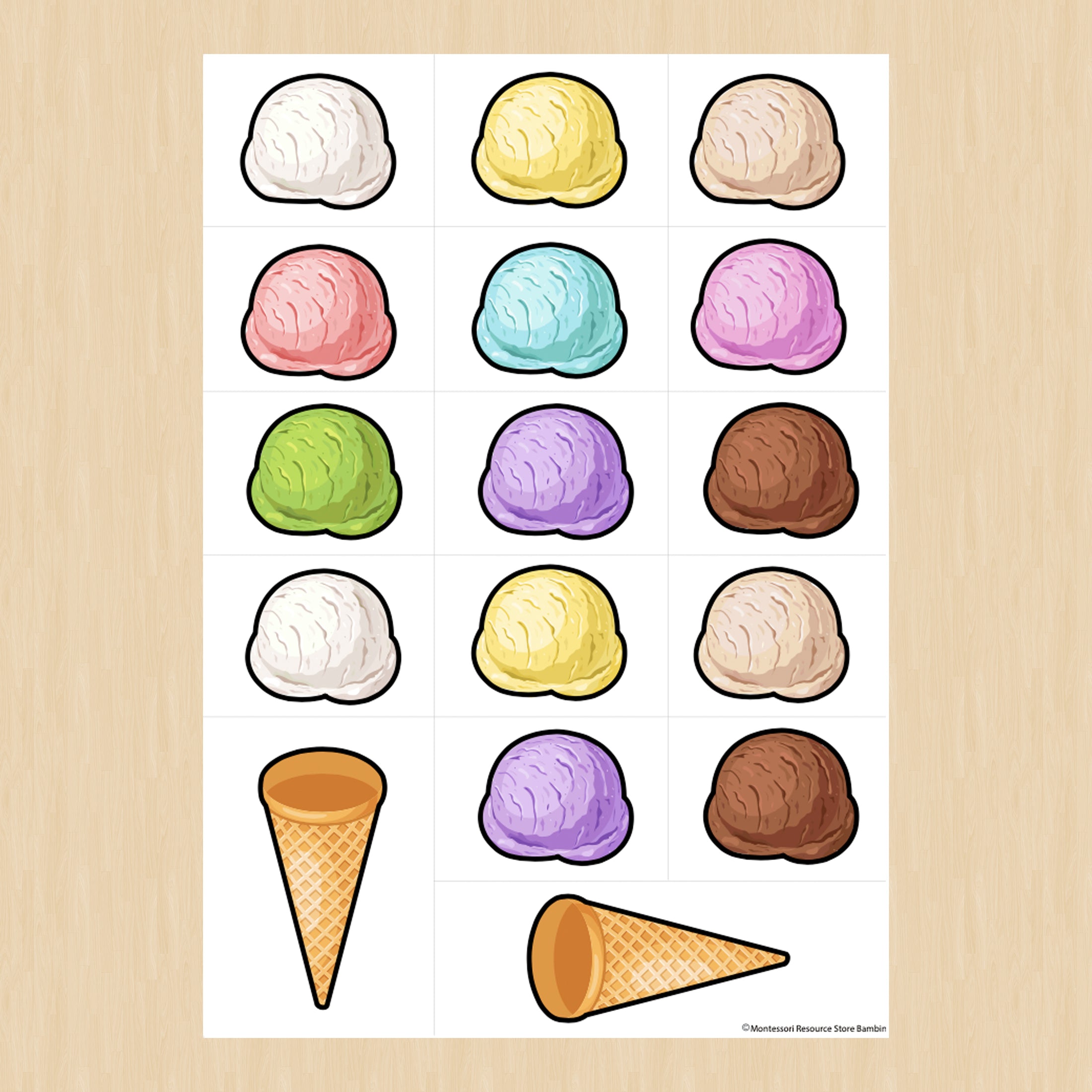 Cut and Glue Activity - Ice Cream Tower – Montessori Resource Store Bambino