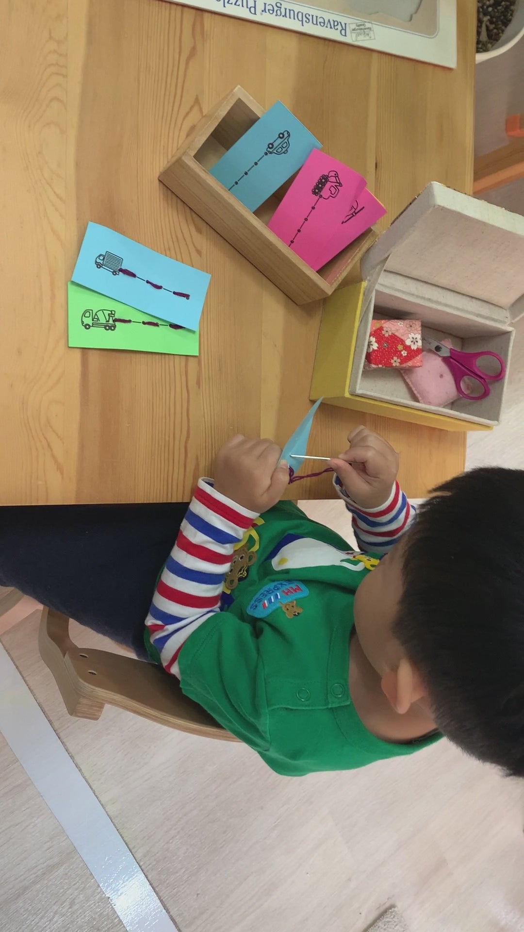 Sewing Activity Sheet : Vehicle – Montessori Resource Store Bambino