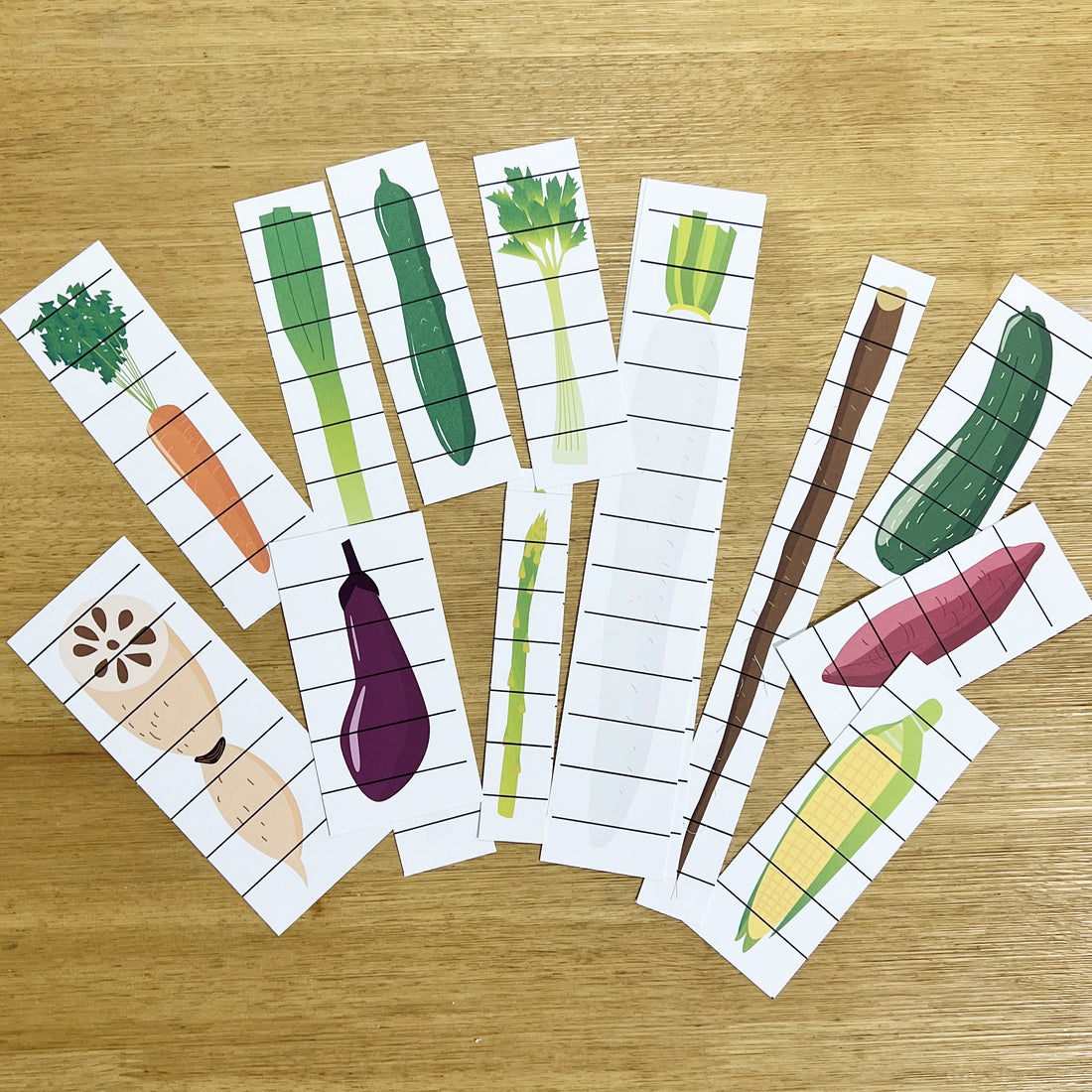 Vegetables Cutting Strips – Montessori Resource Store Bambino